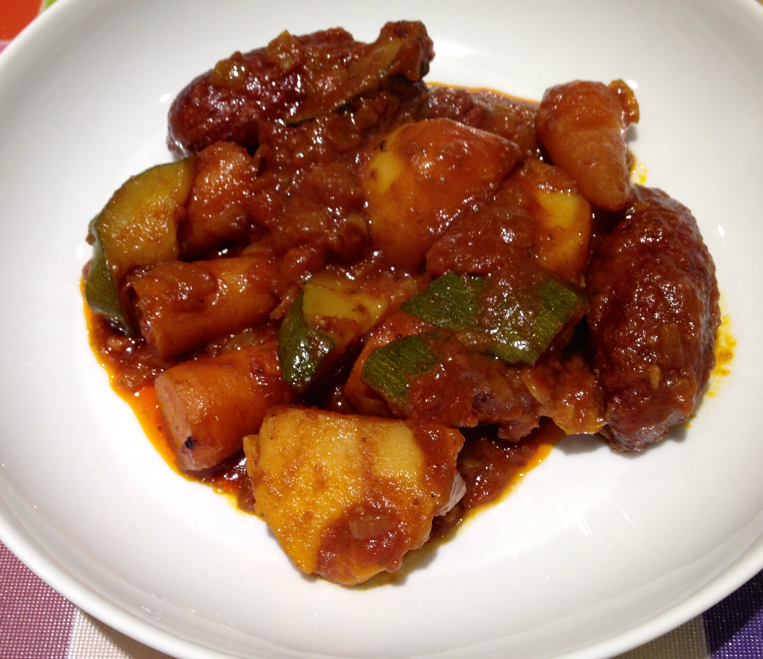 Braised wild boar sausages with tomatoes and paprika – Pigeon Cottage ...